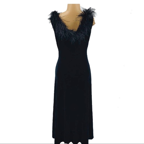 jeff | Dresses | Vintage Jeffrey Dara Ostrich Feather Velvet Gown ...